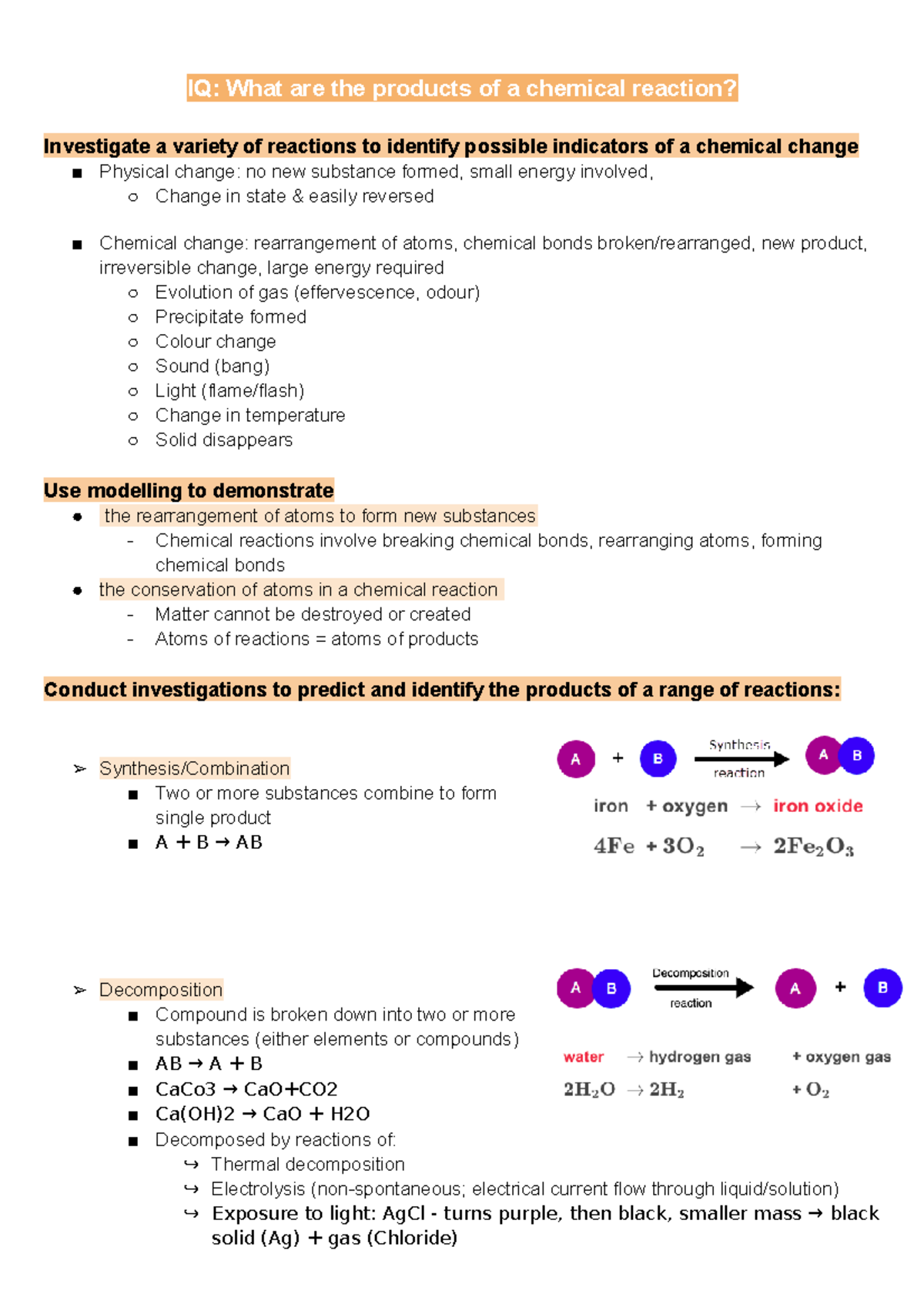 M3 - IQ1 - module 5 yr 12 notes - IQ: What are the products of a ...