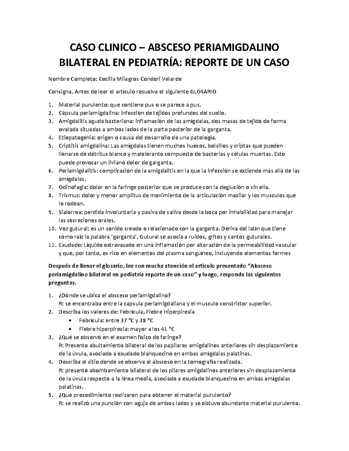 CASO Clinico – Absceso Periamigdalino Bilateral - CASO CLINICO ...