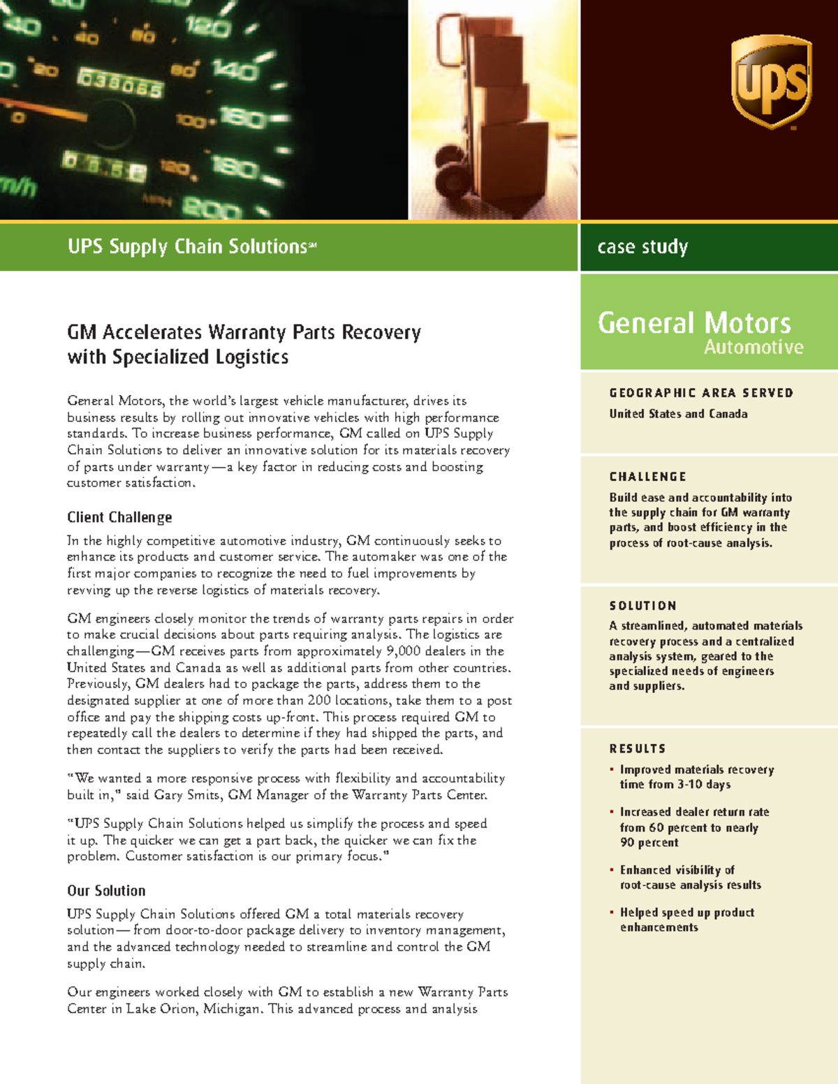General motors case study - GM Accelerates Warranty Parts Recovery with ...