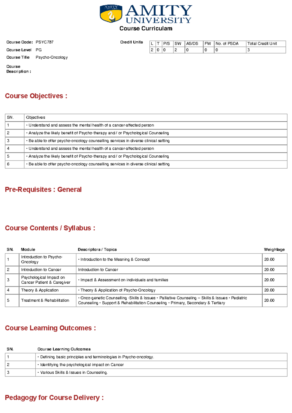 Course Curriculum - Syllabus - Course Objectives : Pre-Requisites ...