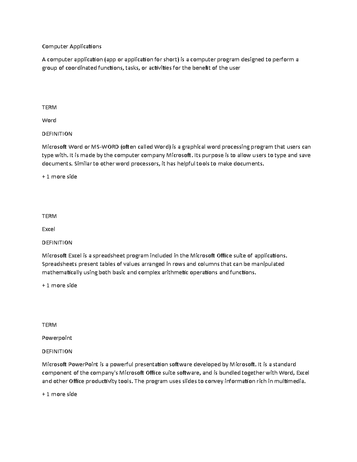 Computer app terms - Computer Applications A computer application (app ...