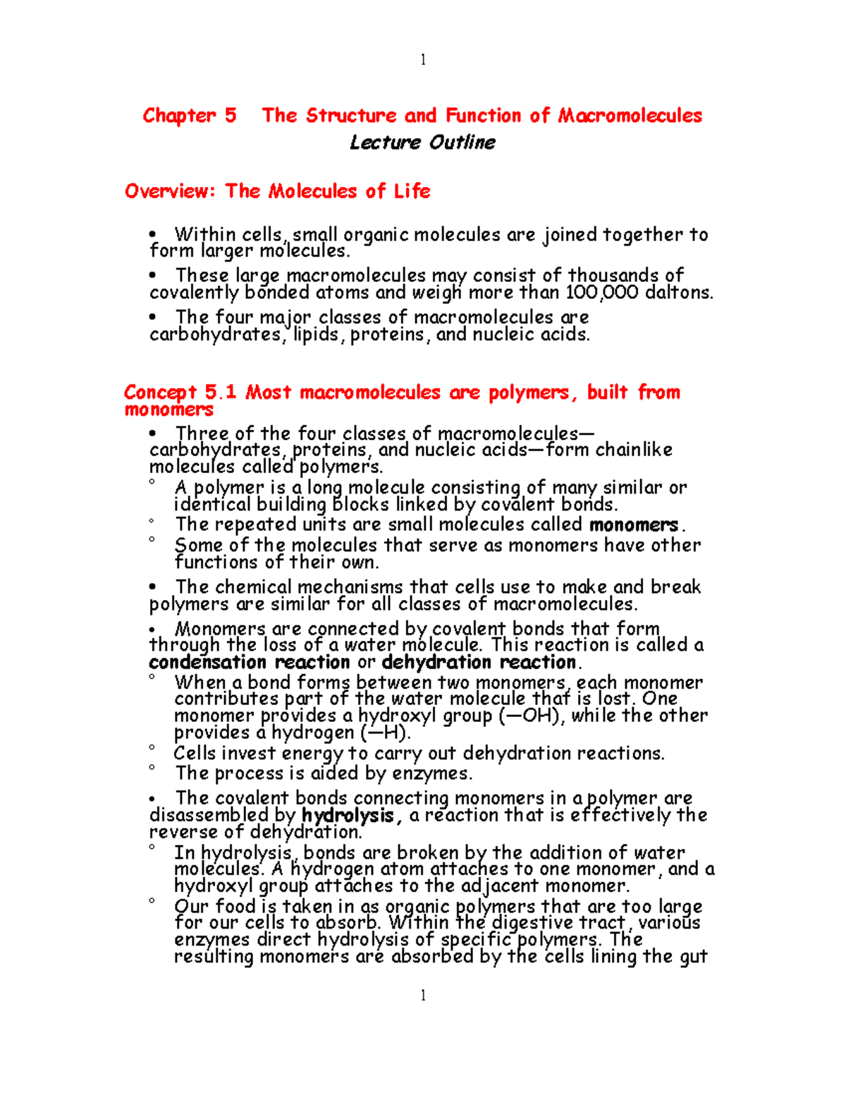 Chapter 5 - The Structure & Function of Molecules - 1 Chapter 5 The ...