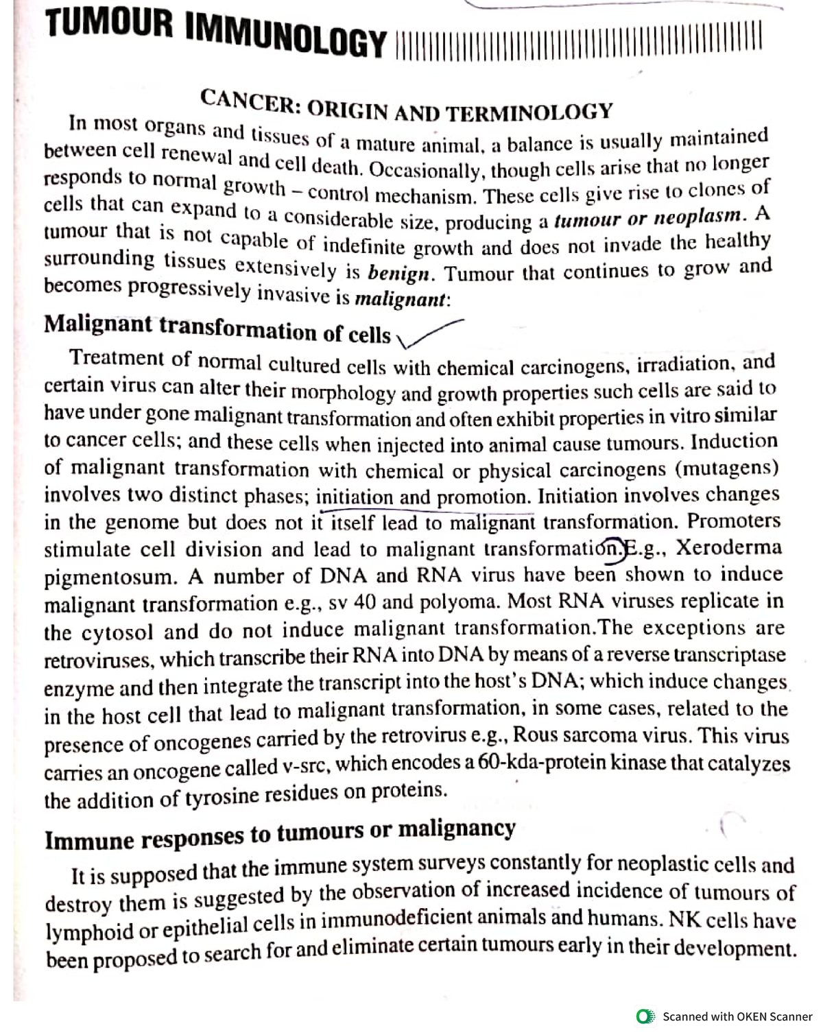 Tumour Immunology - Malignant transformation of cells, Immune response ...