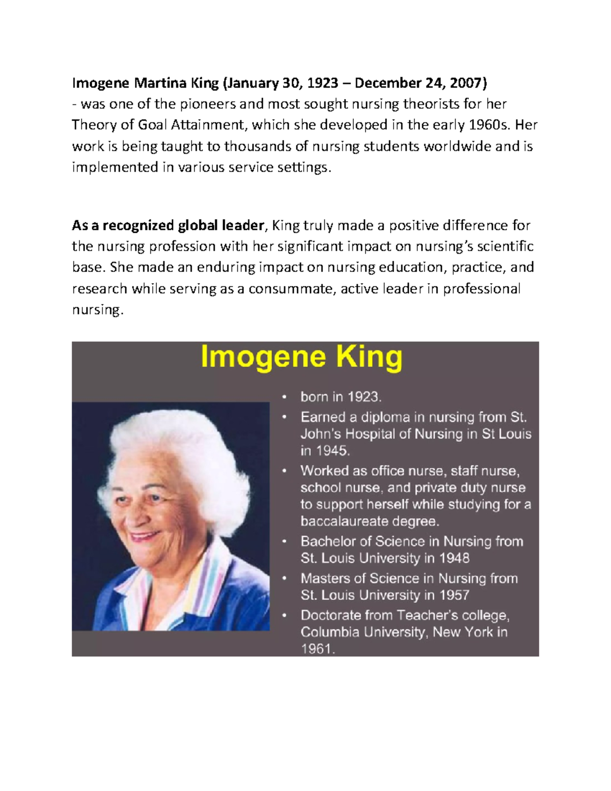 Imogene Martina King 1 - theoretical fundamentals of nursing - Imogene ...