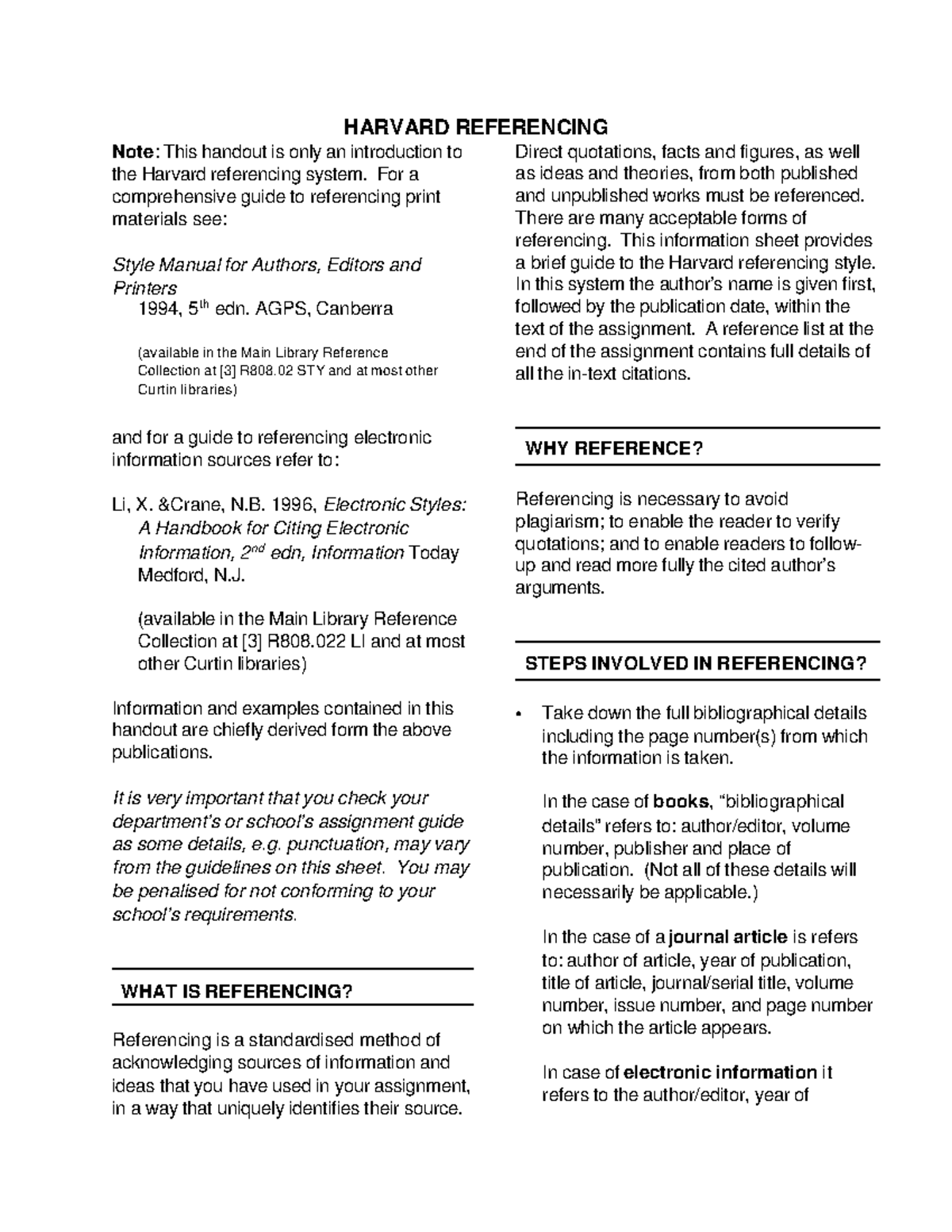 How to reference - HARVARD REFERENCING Note: This handout is only an ...