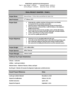 Final Business Case Team 1 - MGMT8560: Applied Project Management Team ...