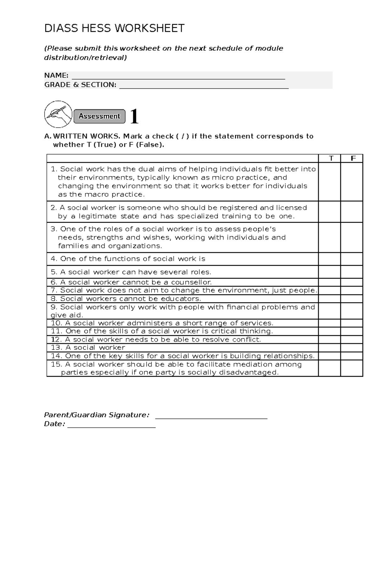 Diass - bhftftfjgjh - 1 DIASS HESS WORKSHEET (Please submit this ...