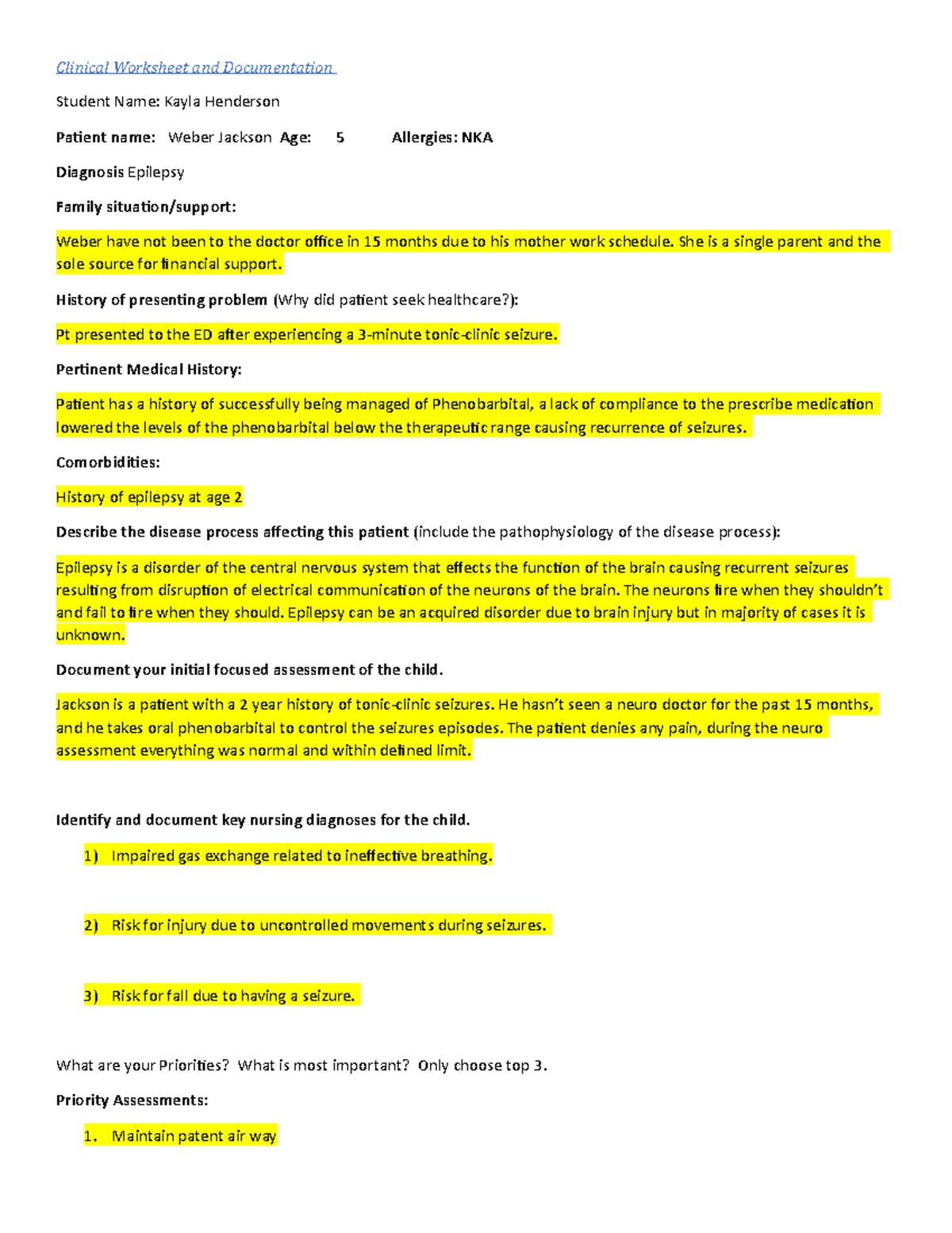 Jackson webnar SBAR Assignment Adrenal - Clinical Worksheet and ...