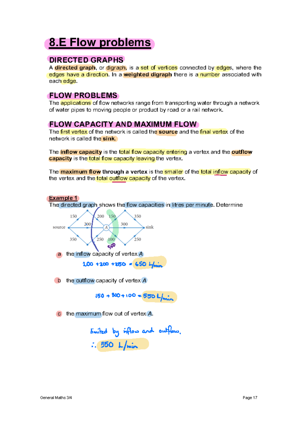 Matricies Notes - 8 Flow problems DIRECTED GRAPHS A directed graph, or ...