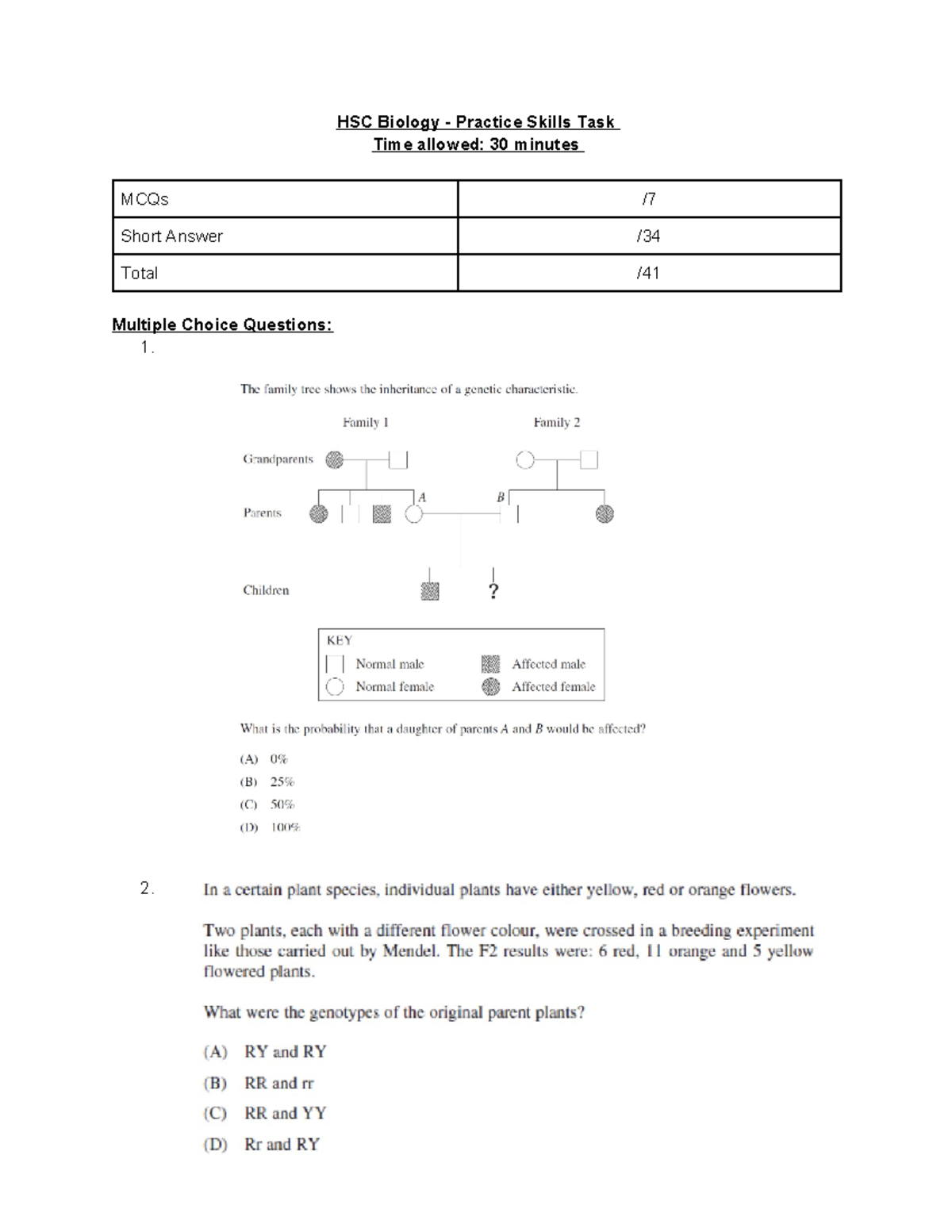 Module 5 & Skills Practice - HSC Biology - Practice Skills Task Time ...