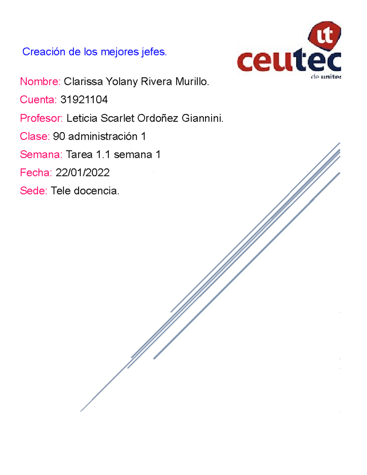 Creacion de los mejores jefes - Nombre: Clarissa Yolany Rivera Murillo ...