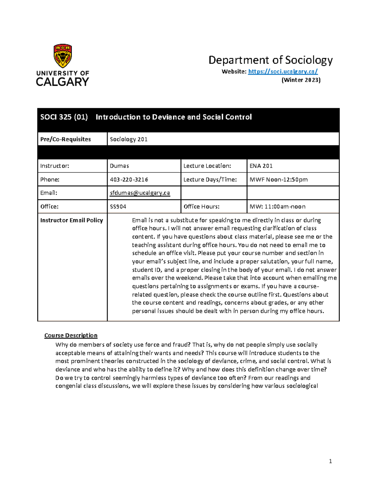 Dumas SOCI 325 outline W23 - Department of Sociology Website: soci ...