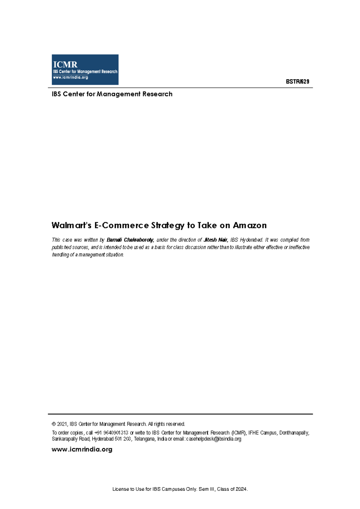 Walmart's E-Commerce Strategy to Take on Amazon - BSTR/ IBS Center for ...