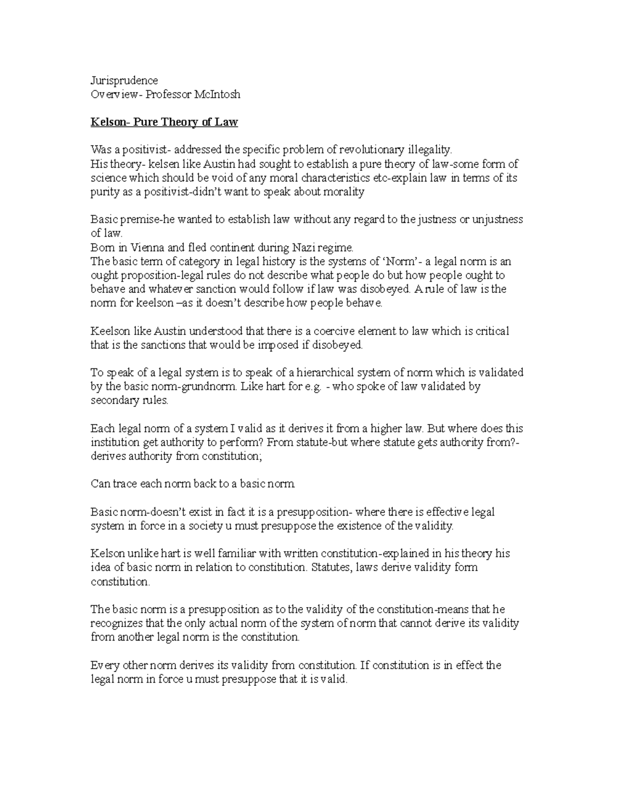 Overview-mcintosh nov 16 - Jurisprudence Overview- Professor McIntosh ...