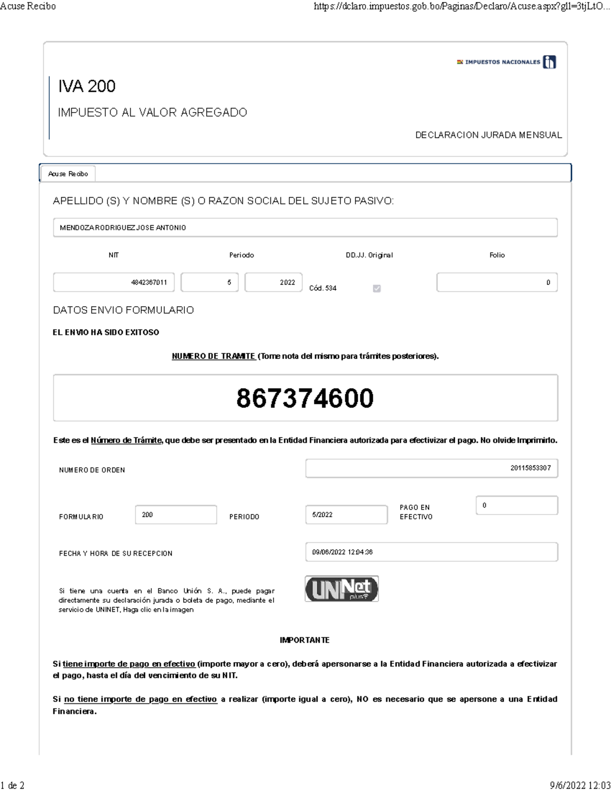 T200 05 2022 - ejemplo de Formulario 200 con la descripción adecuada ...