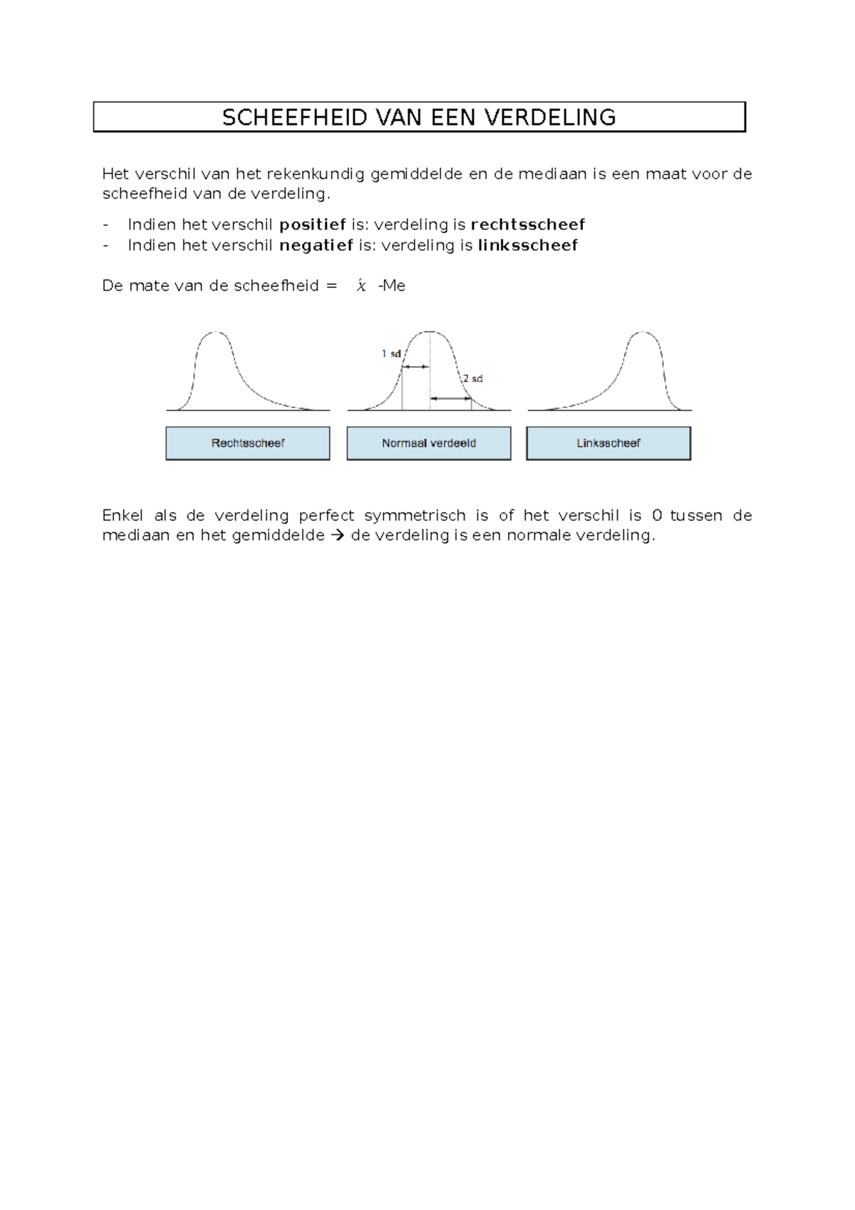 Scheefverdeling en z-score - SCHEEFHEID VAN EEN VERDELING Het verschil ...
