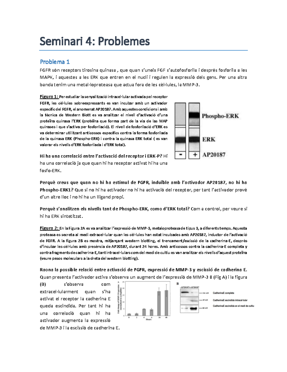 Problemas Biocel - Seminari 4: Problemes Problema 1 FGFR són receptors tirosina quinasa , que ...