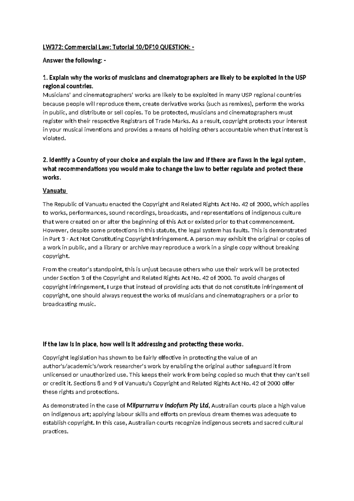 LW372 W12 Tutorial Forum - LW372: Commercial Law: Tutorial 10/DF10 ...