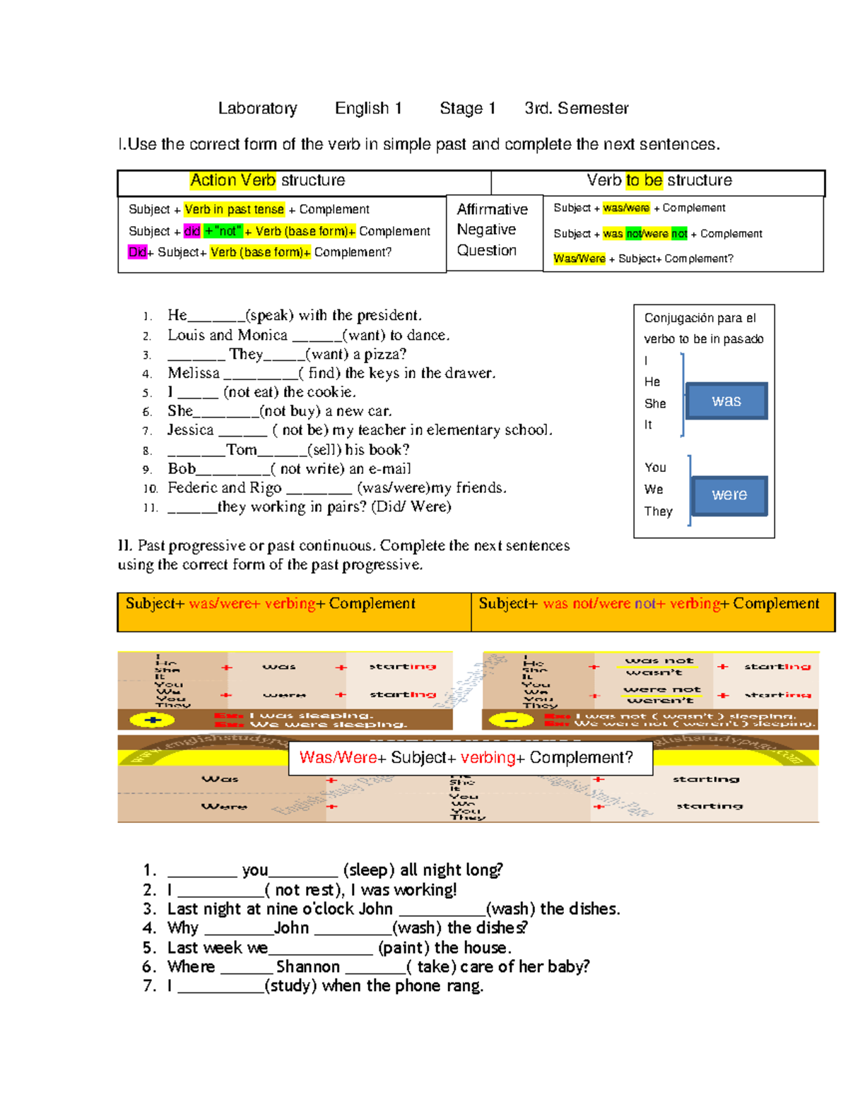 Laboratory Stage 1 3rd. Sem - Laboratory English 1 Stage 1 3rd ...