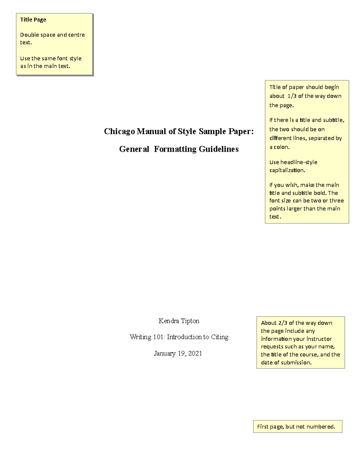 1MA3 chicago sample paper - Chicago Manual of Style Sample Paper ...
