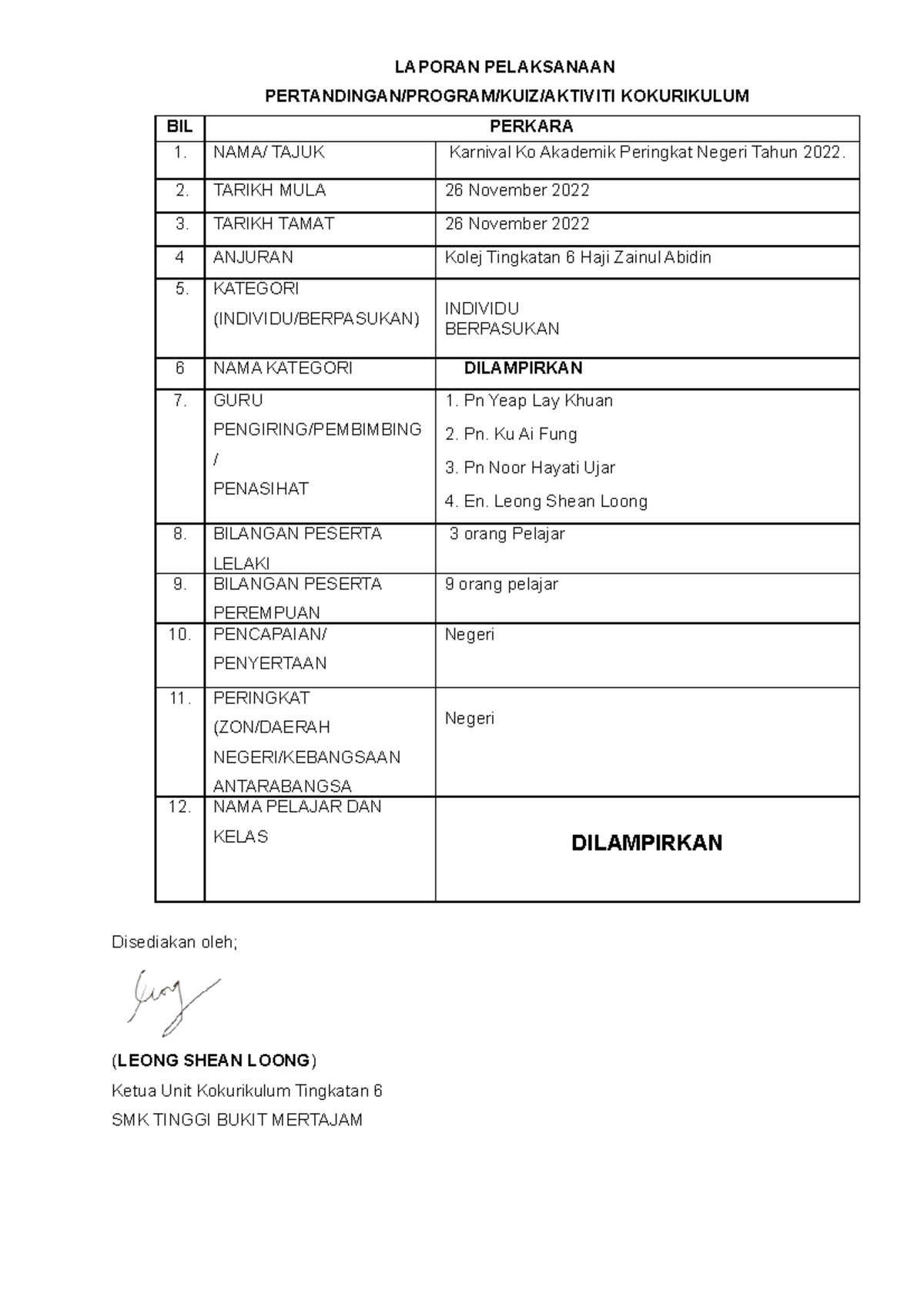 Pengajian Malaysia - LAPORAN PELAKSANAAN PERTANDINGAN/PROGRAM/KUIZ ...
