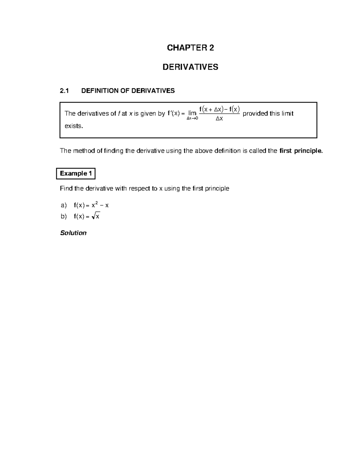 183-chapter 2 no solution - ####### CHAPTER 2 ####### DERIVATIVES 2 ...