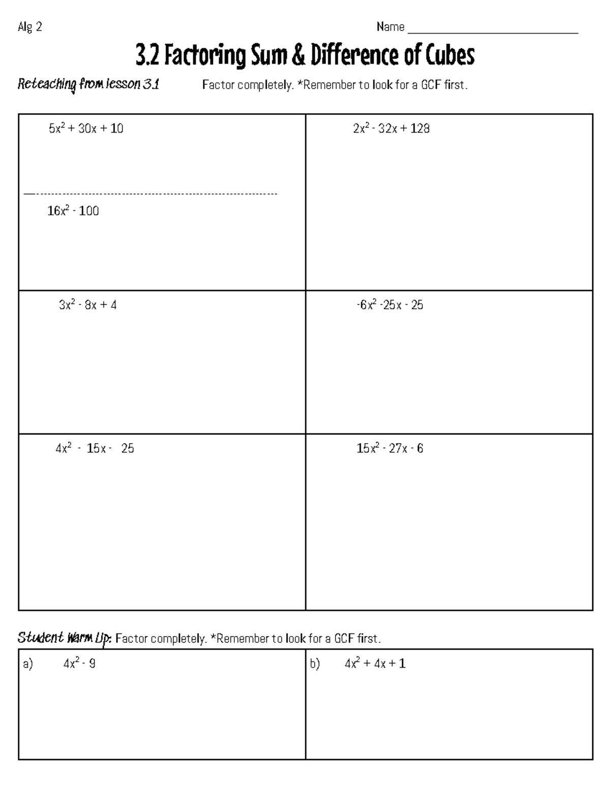 yes yes yes yes yes - Alg 2 Name ________________________ 3 Factoring ...