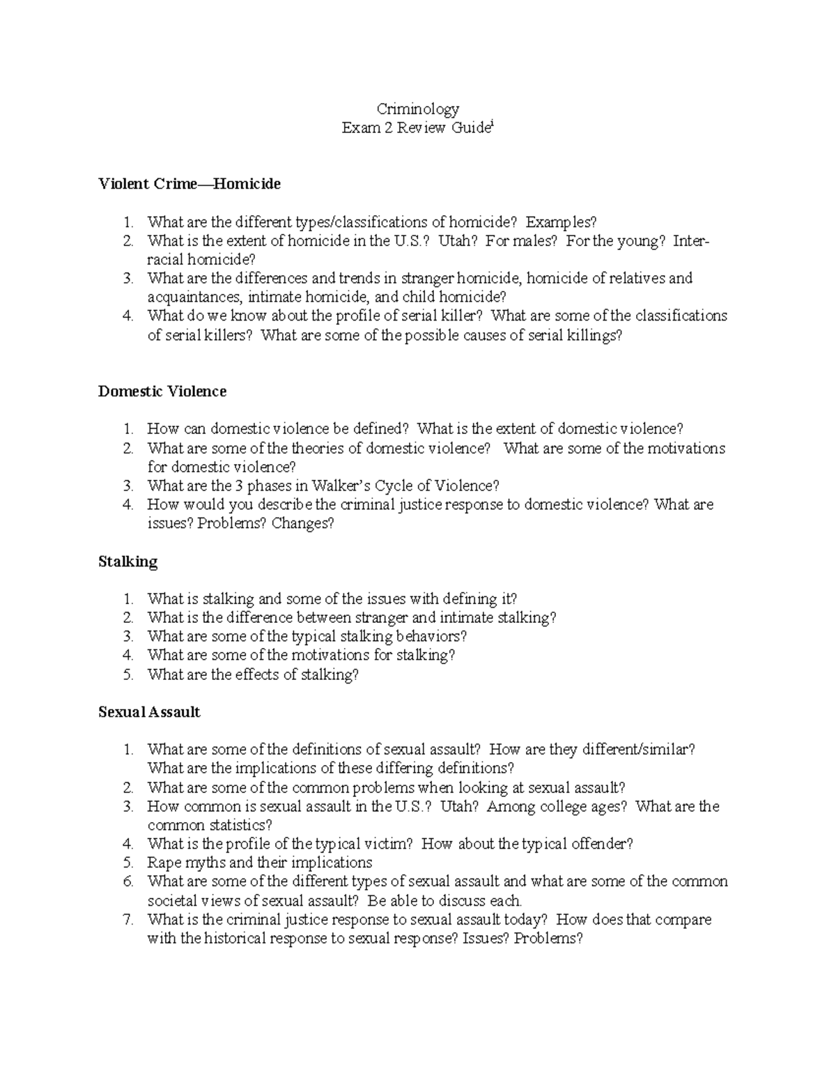 Exam#2reviewonlinecriminoogy-3 (1) - Criminology Exam 2 Review Guidei ...