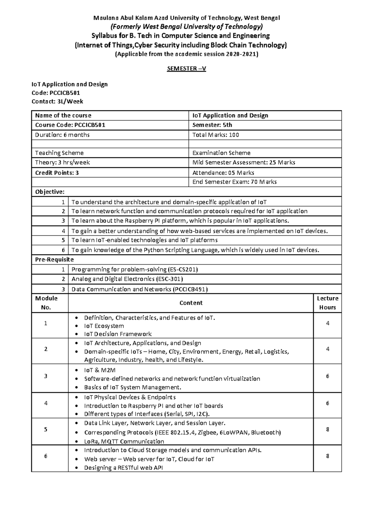 Sem520 - (Formerly West Bengal University of Technology) Syllabus for B ...