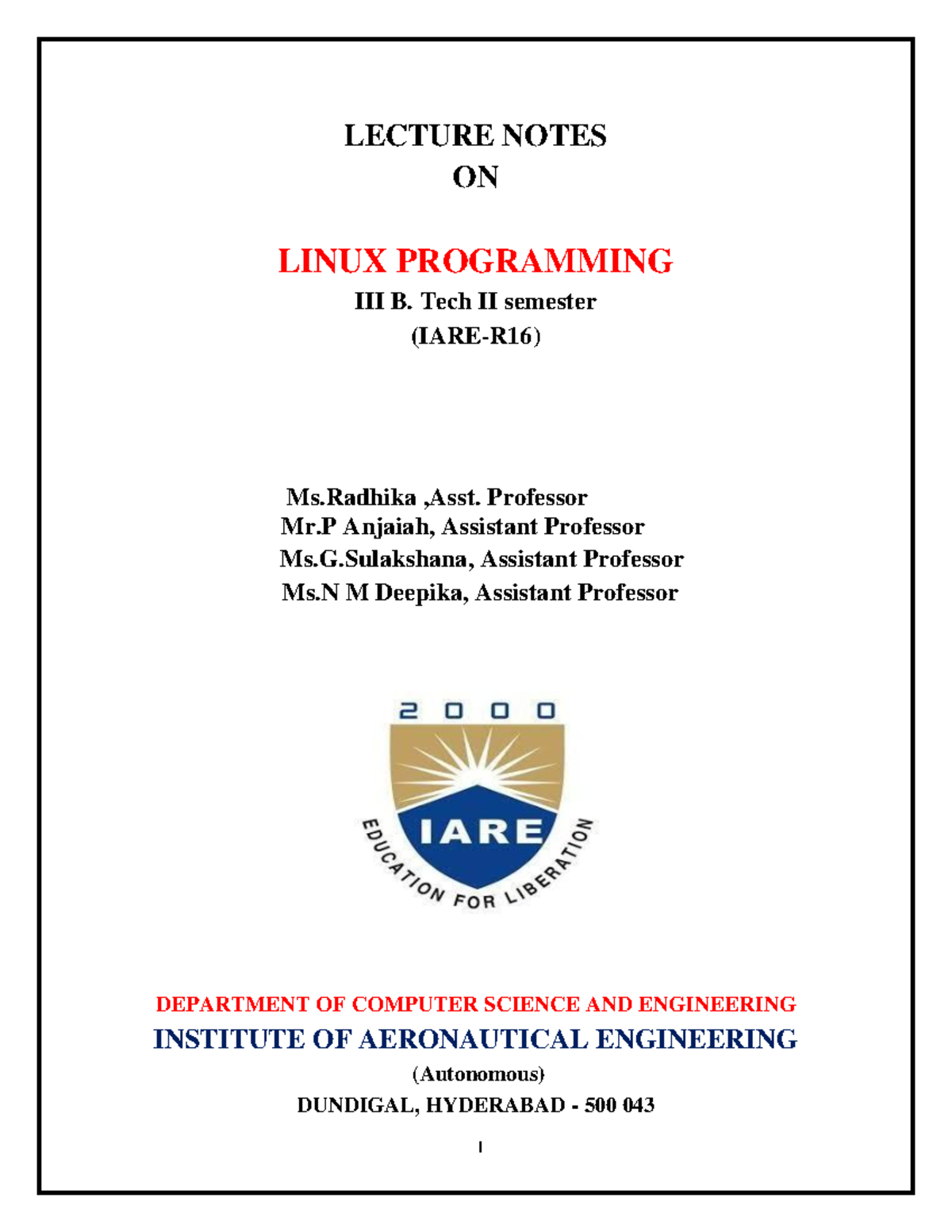 Linux-notes 3 - fghfg - LECTURE NOTES ON LINUX PROGRAMMING III B. Tech ...