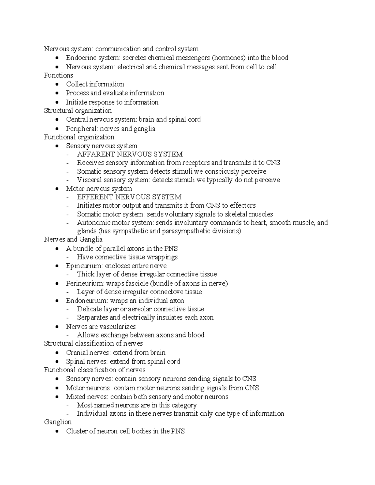 Anatomy, nervous tissue and physiology - Nervous system: communication ...