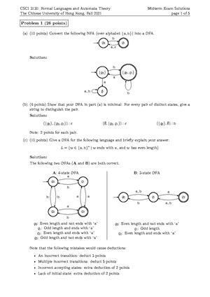 11N07 - DFA minimization - CSCI 3130: Formal Languages and Automata Theory Lecture 7 The Chinese ...
