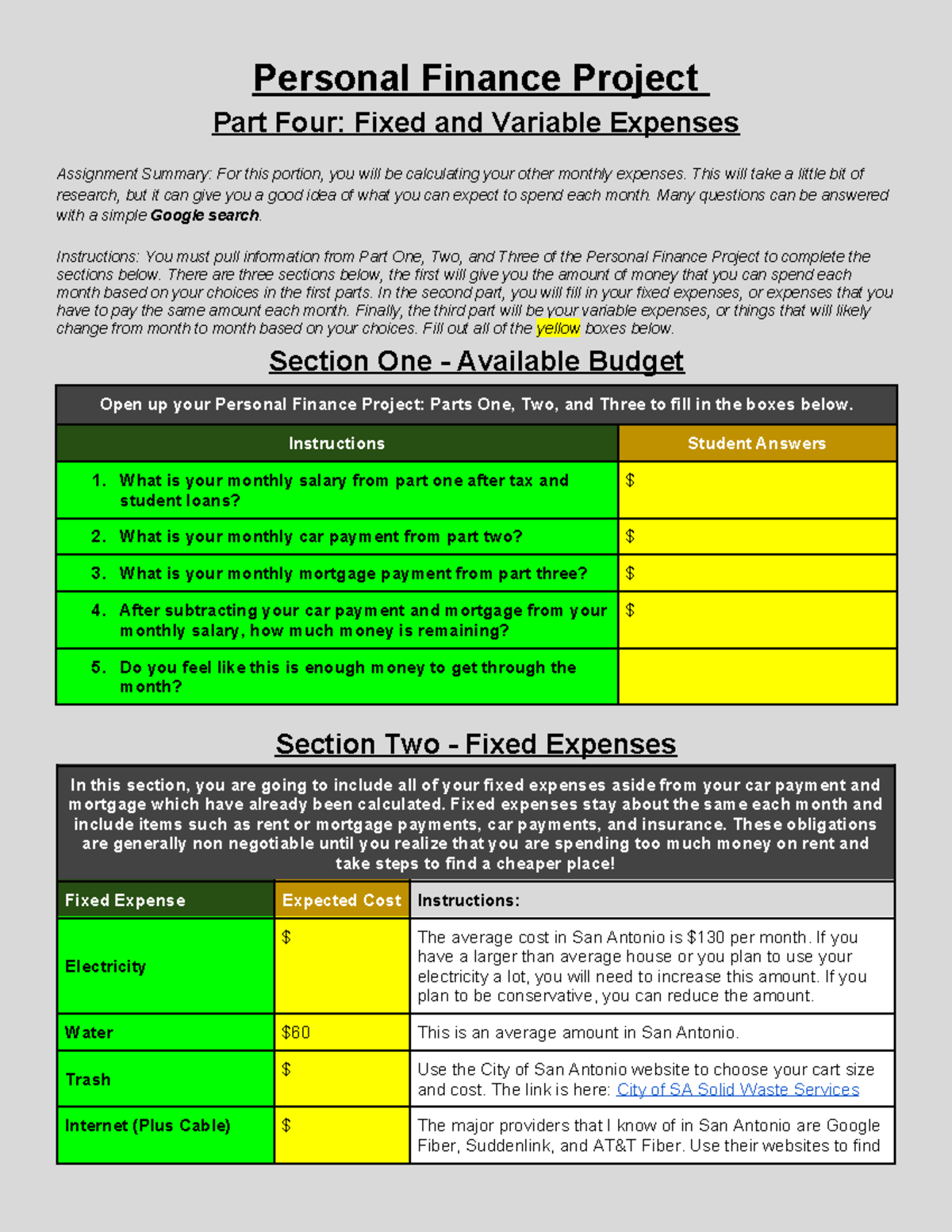 PFL+Project+-+Monthly+Fixed+and+Variable+Expenses - Personal Finance ...