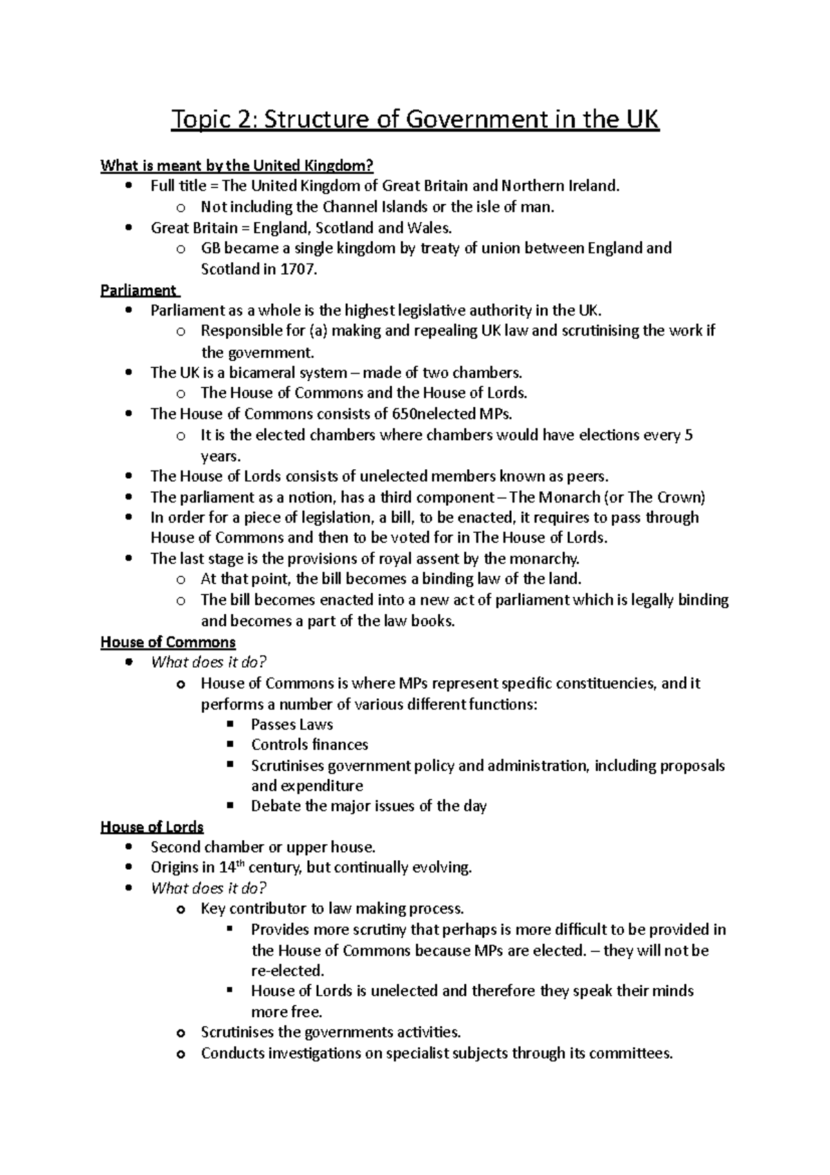 Topic 2; Structure of Gov in the UK - Topic 2: Structure of Government ...