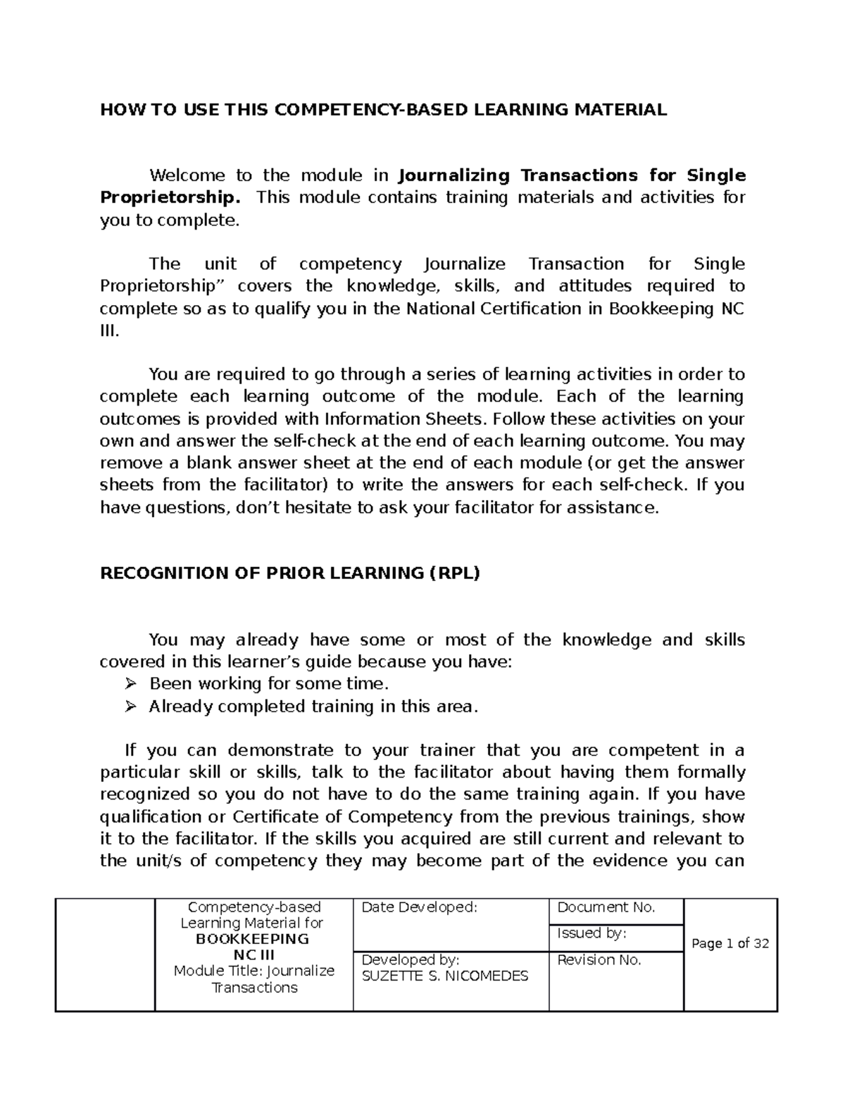 Bookkeeping - cblm (Repaired) Bookkeeping - cblm CBC Bookeeping NC III Journalize transactions ...