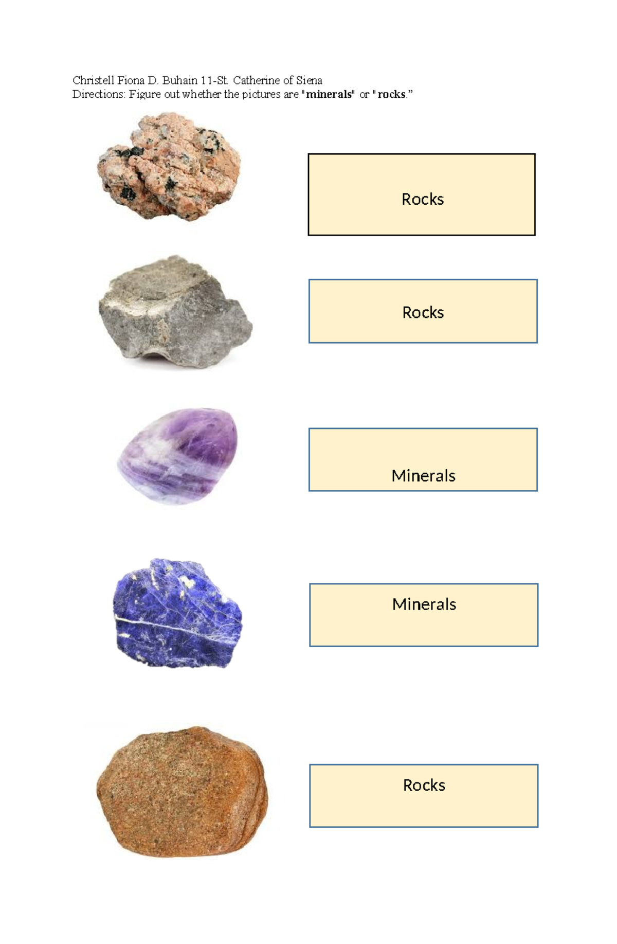 activitydsadsdddd - BSEd- Science - Christell Fiona D. Buhain 11-St. Catherine of Siena ...