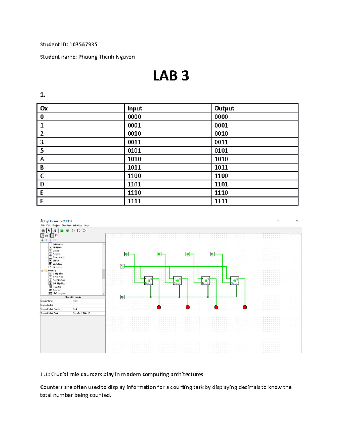 Cos10004 lab3 - Student ID: 103567935 Student name: Phuong Thanh Nguyen LAB 3 1. Ox Input Output ...