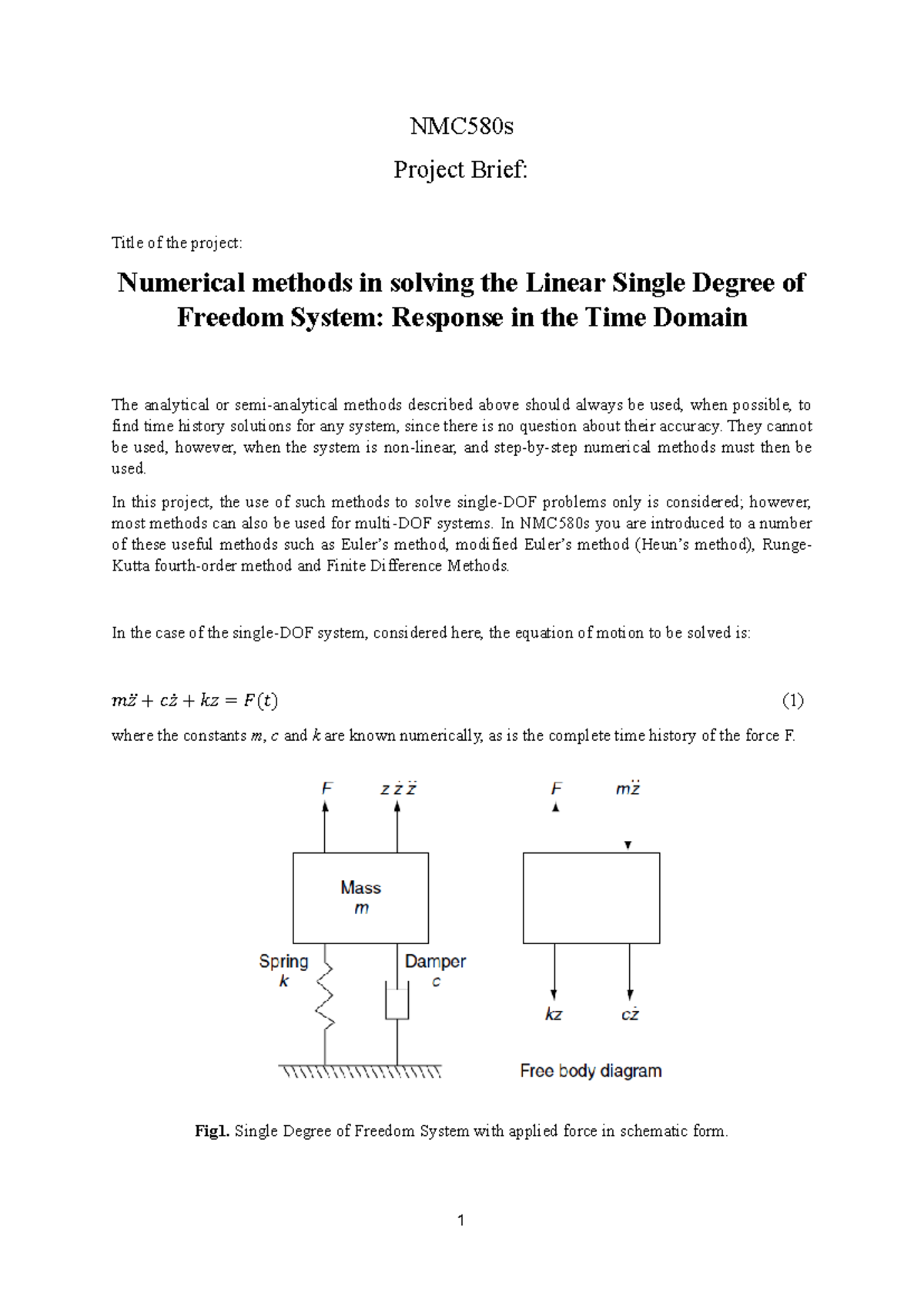 NMC580s Project Brief - 1 NMC580s Project Brief: Title of the project: Numerical methods in ...