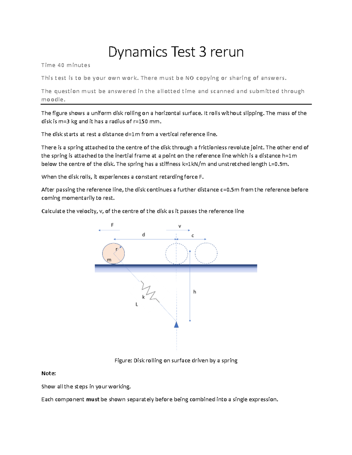 Dynamics Test 3 rerun - Dynamics Test 3 rerun Tim e 4 0 m inutes This ...