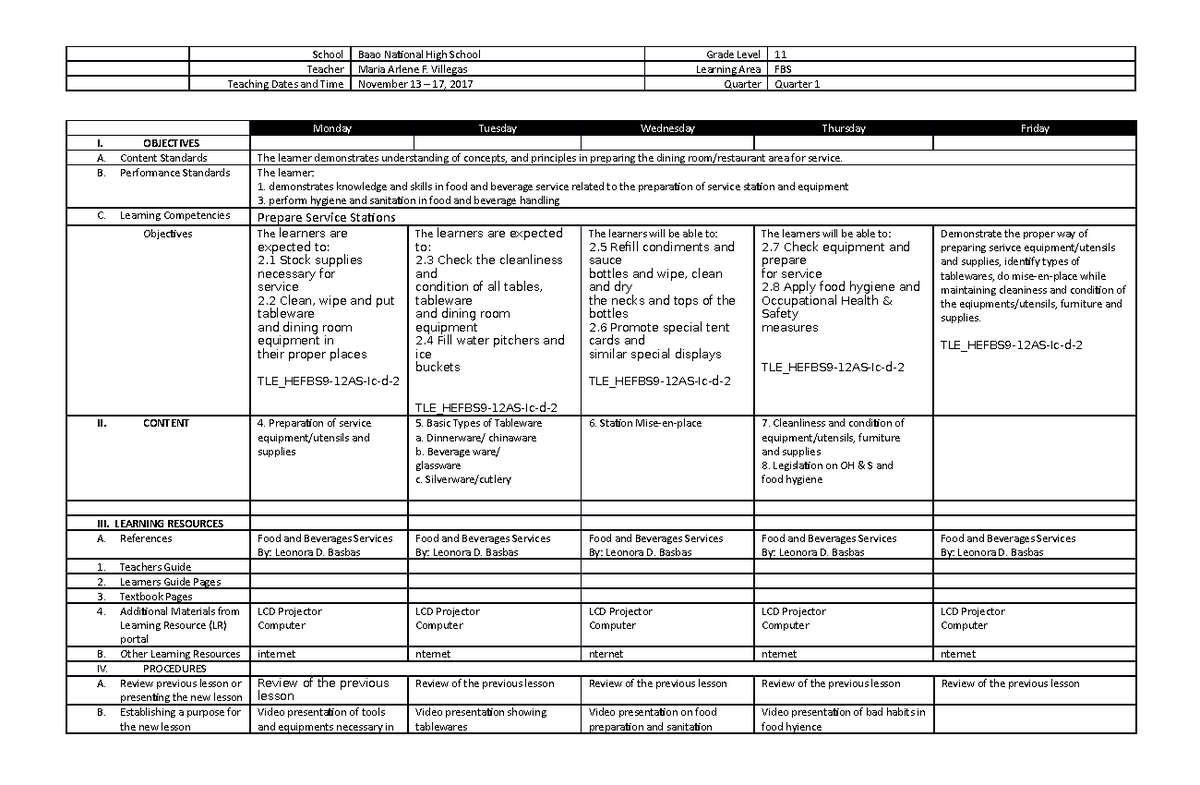 408228520 FBS Daily Lesson Log Week 2 - School Baao National High ...