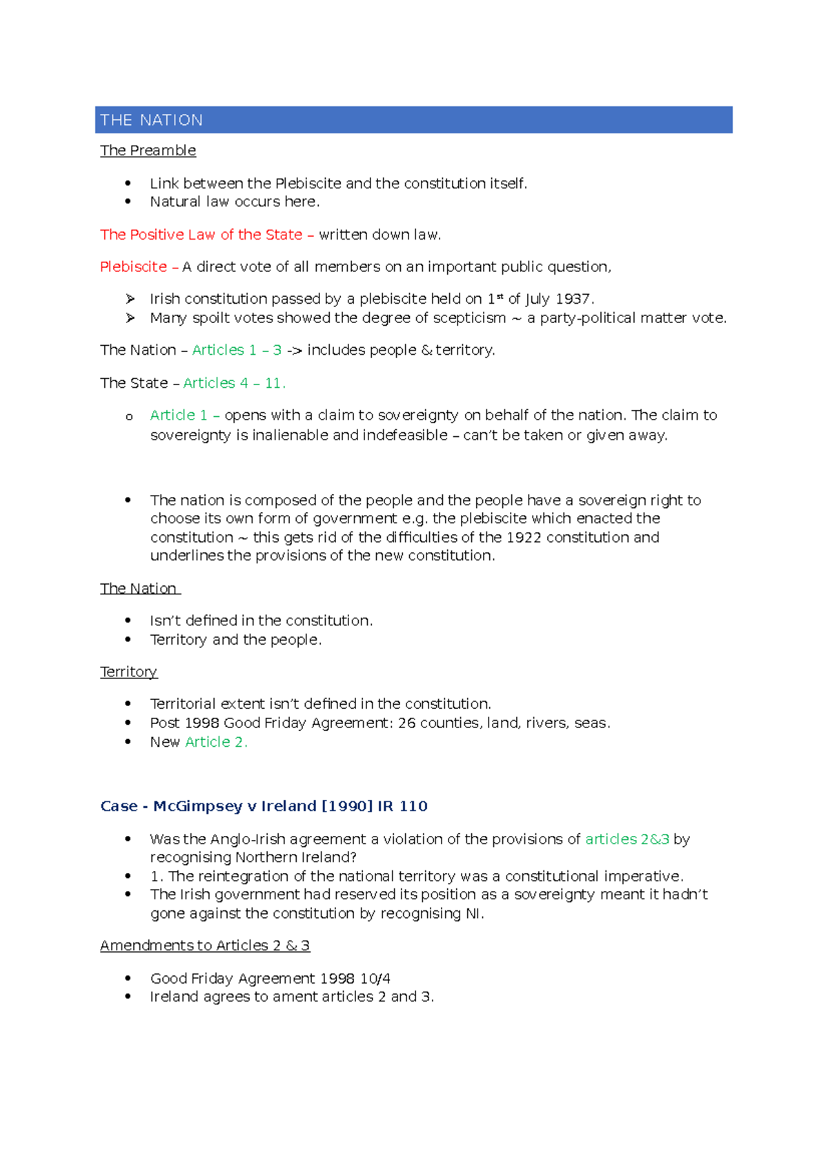 The nation - Lecture notes week 2 - THE NATION The Preamble Link ...