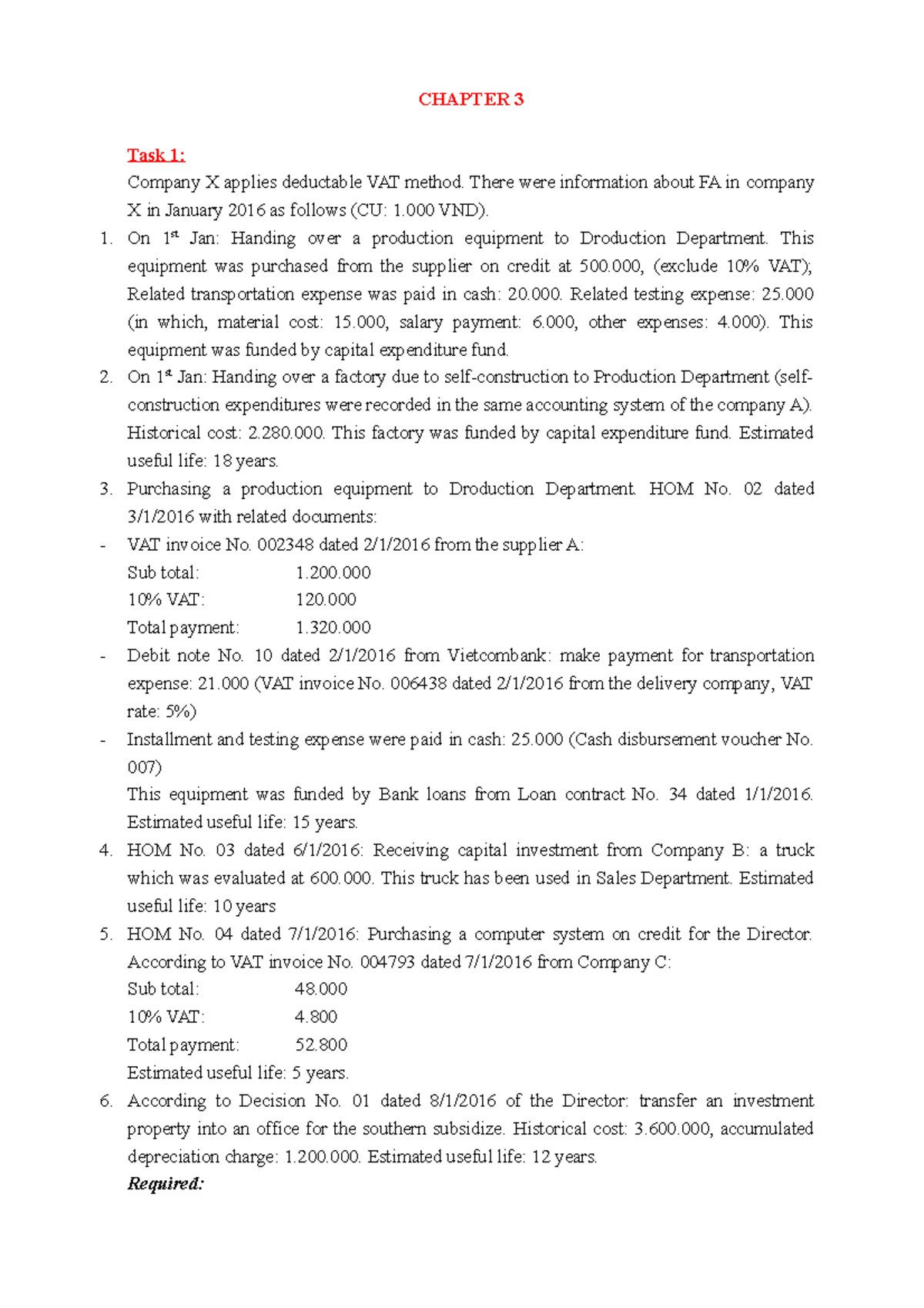 Tasks for c3 - kế toán tài chính 1 bằng tiếng anh - CHAPTER 3 Task 1 : Company X applies ...