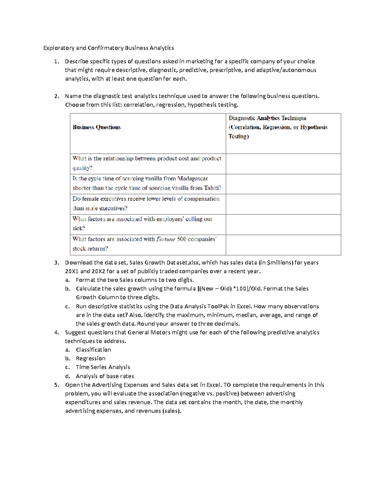 Assignment 5 Analyzing the Data - Exploratory and Confirmatory Business ...