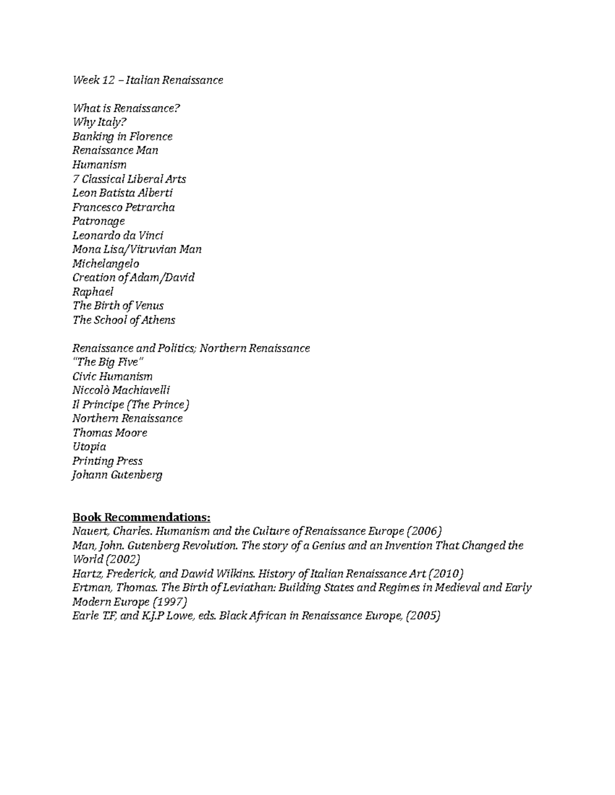 HY 101 Week 12 Outline - Professor Tanja Bacani - HY 101 - Alabama ...