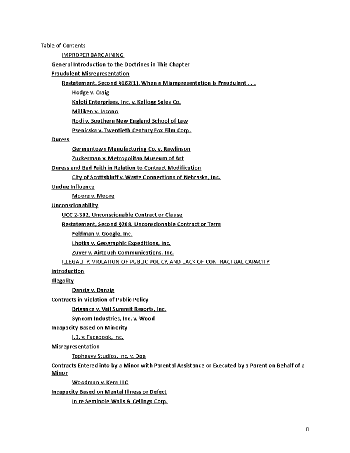 Outline Contracts 2023 FAA - Table of Contents IMPROPER BARGAINING ...
