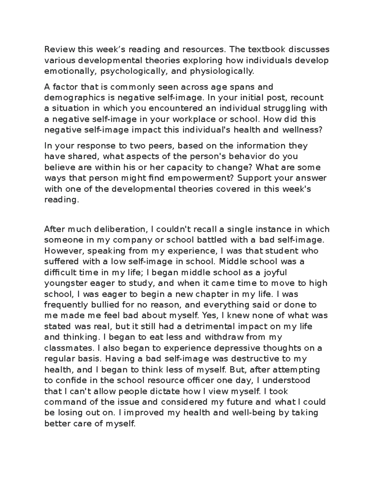 IHP 200 Discussion 3 - Review this week’s reading and resources. The ...