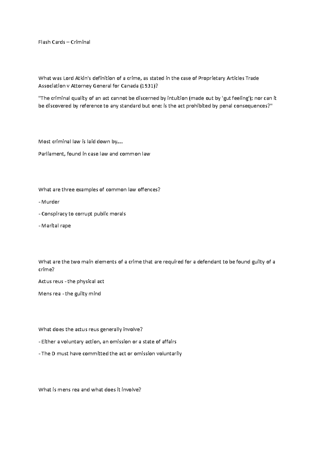 Flash Cards - Criminal - sumarries and course material - Flash Cards ...