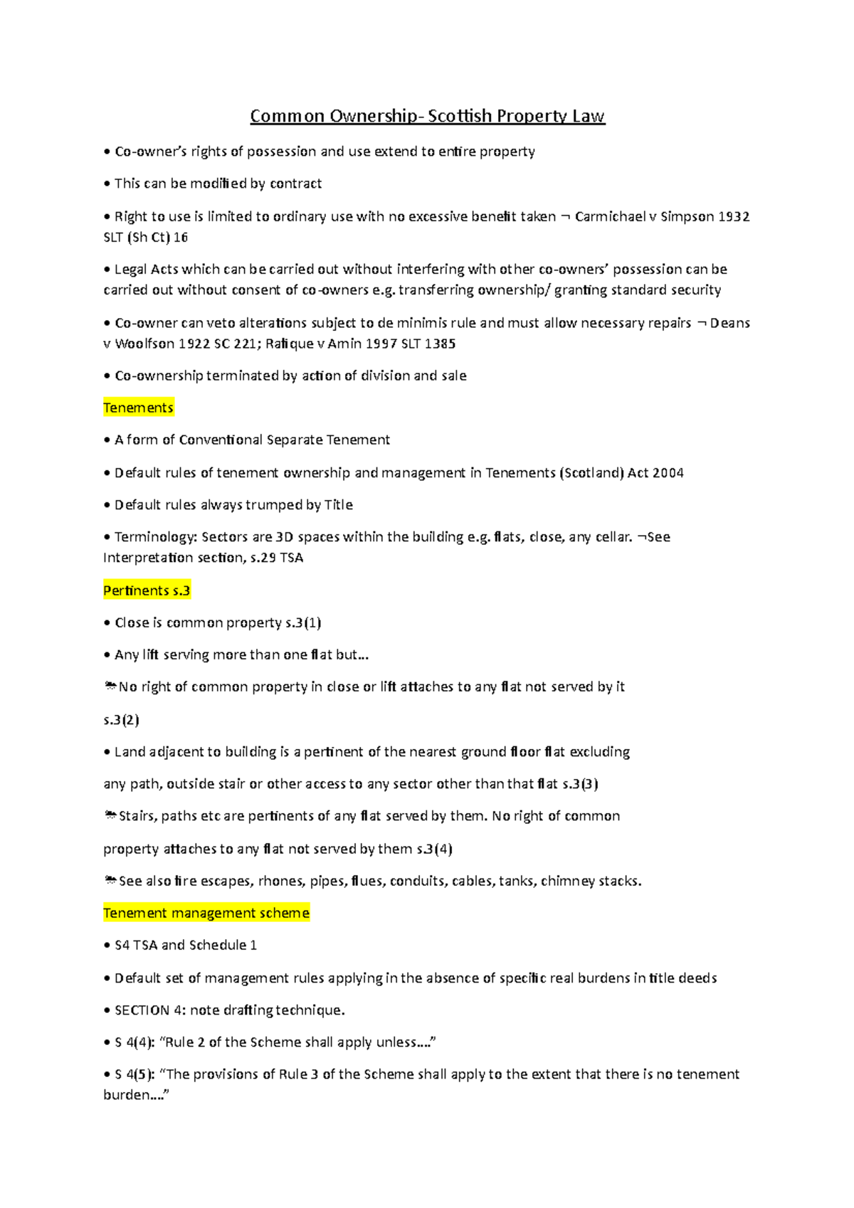 Common Ownership - Lecture notes 1-3 - Common Ownership- Scottish ...
