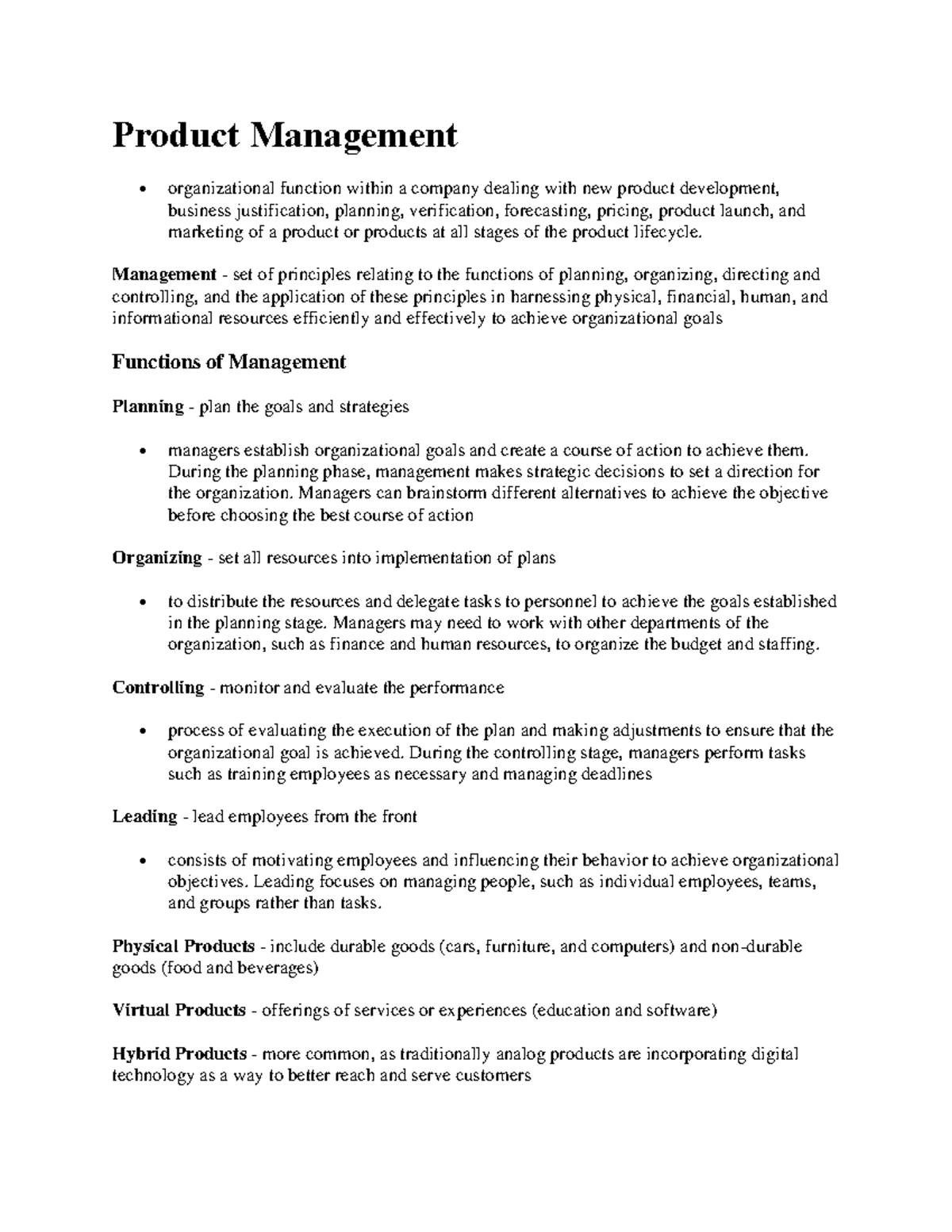 Product-Management - notes - Product Management organizational function ...