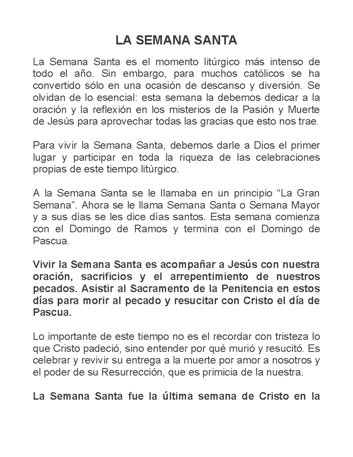 LA Semana Santa - nota - LA SEMANA SANTA La Semana Santa es el momento ...